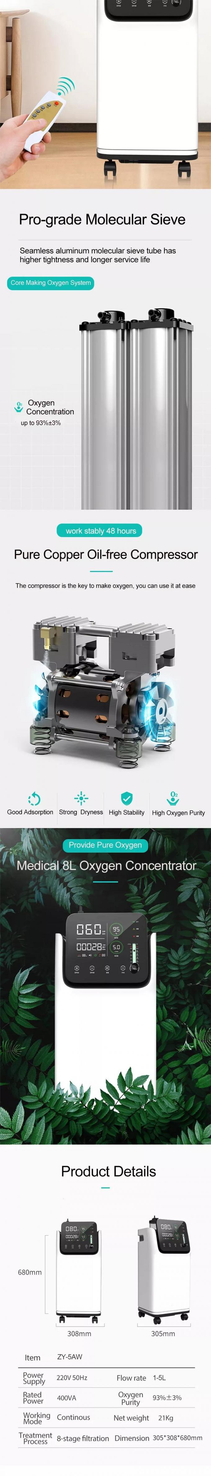 OEM High Purity 5 Litre Oxygen Concentrator 15 Lpm For Home